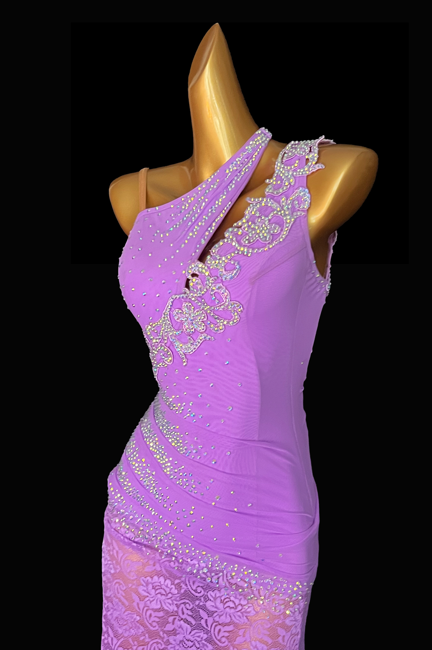 Expertly designed fully stone Lilac dance dress – Dance Life NYC